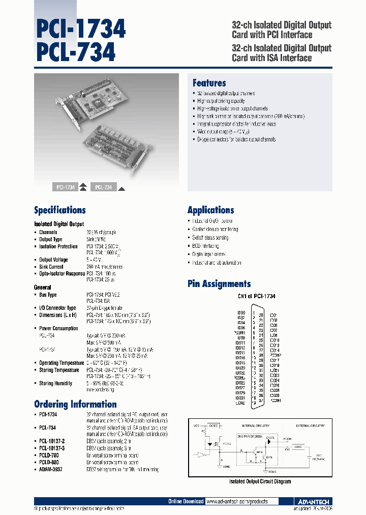 PCI-1734_1079095.PDF Datasheet Download --- IC-ON-LINE
