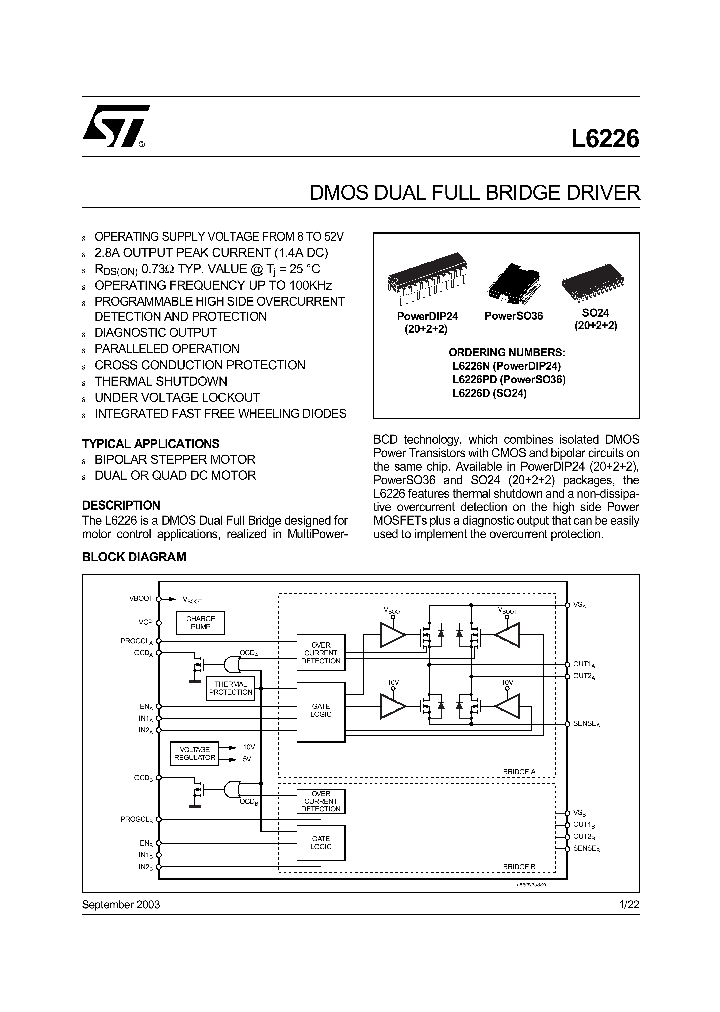 L6226PD_682205.PDF Datasheet Download --- IC-ON-LINE