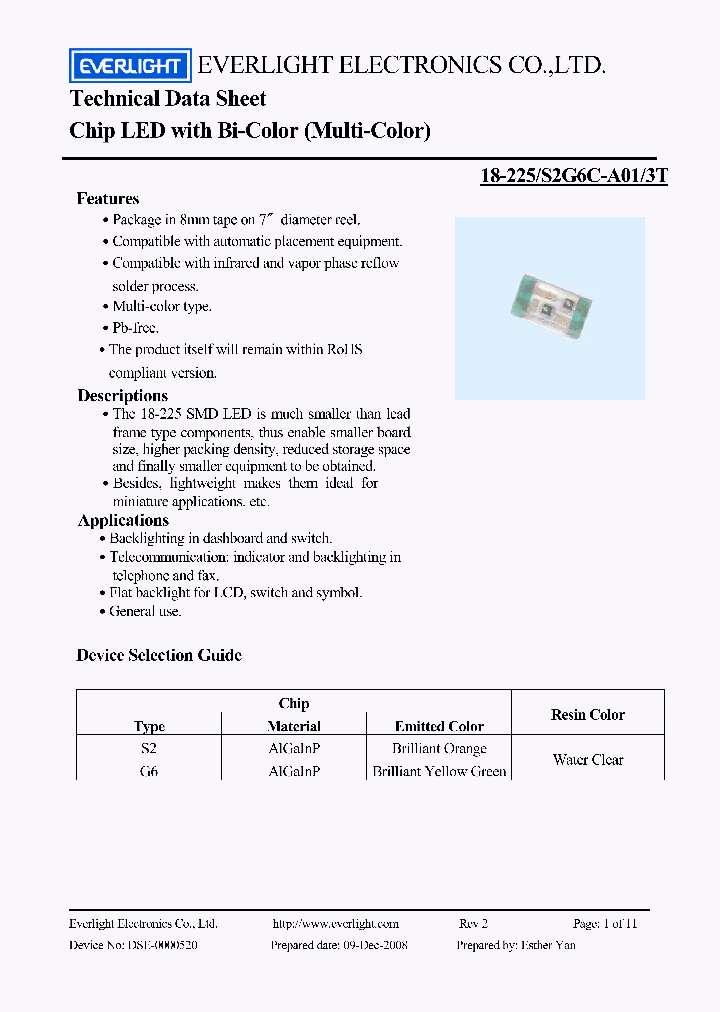 18-225-S2G6C-A01-3T_1108596.PDF Datasheet Download --- IC-ON-LINE