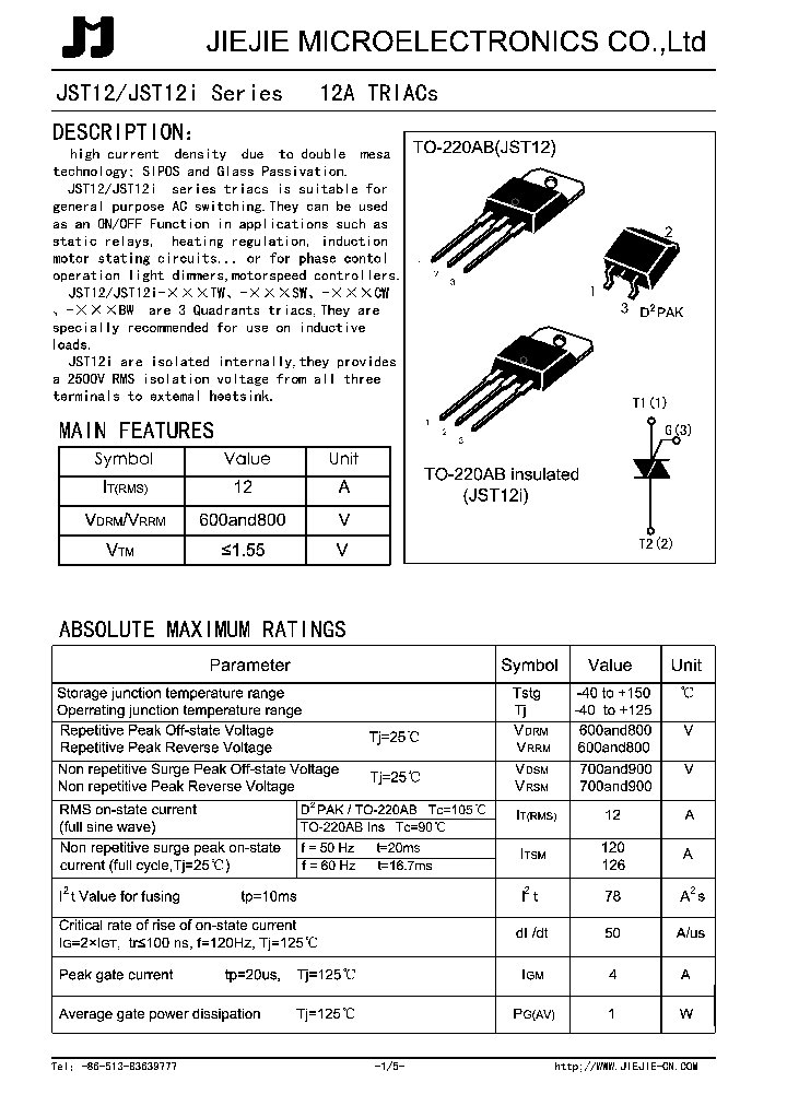 JST12-600B_1109967.PDF Datasheet Download --- IC-ON-LINE
