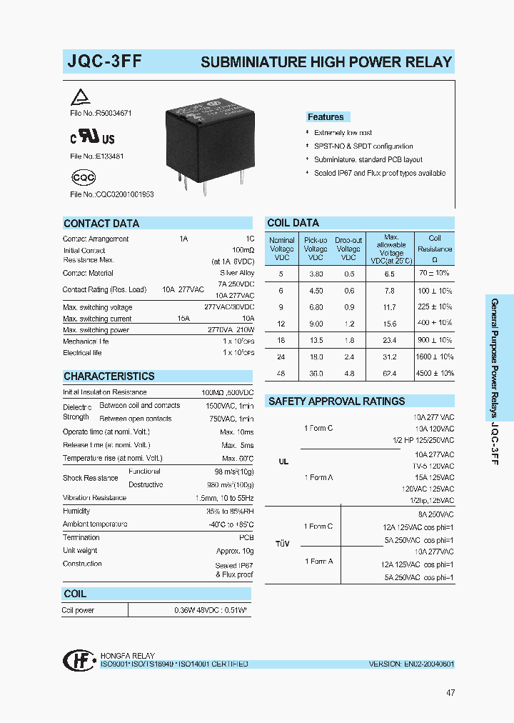 JQC-3FF_778825.PDF Datasheet Download --- IC-ON-LINE