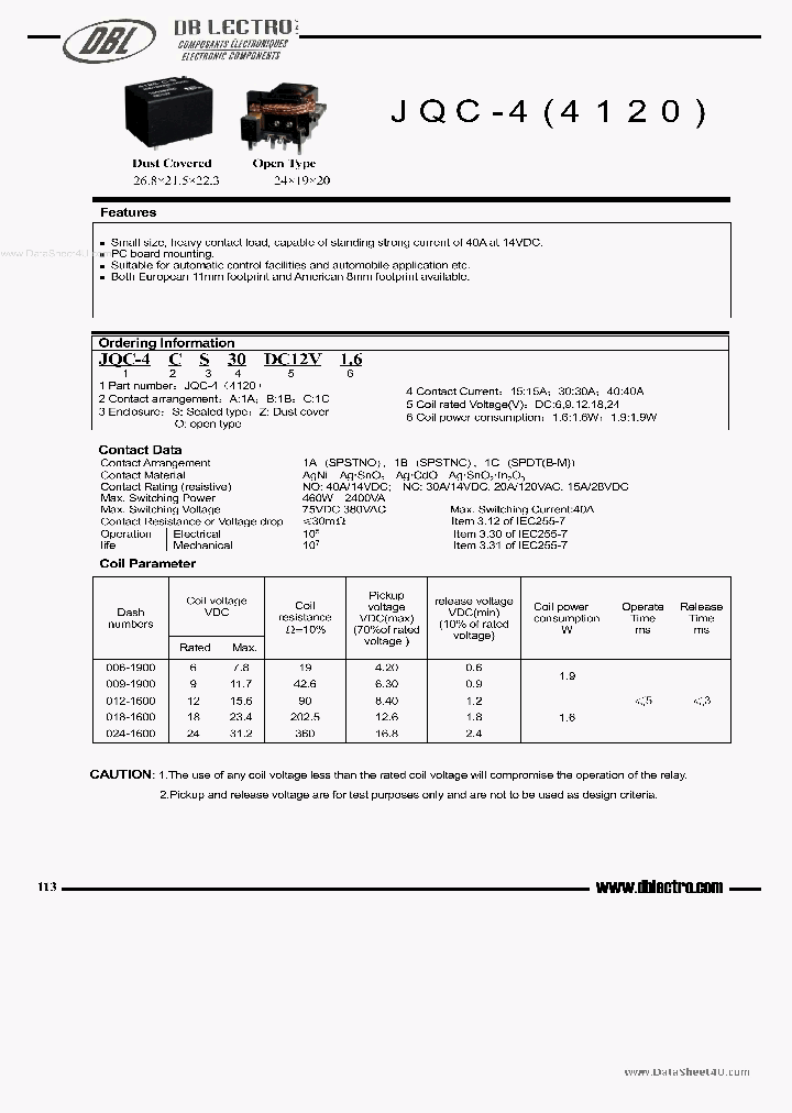 JQC-4_778829.PDF Datasheet Download --- IC-ON-LINE