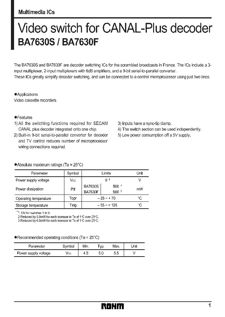BA7630SF_1041770.PDF Datasheet Download --- IC-ON-LINE