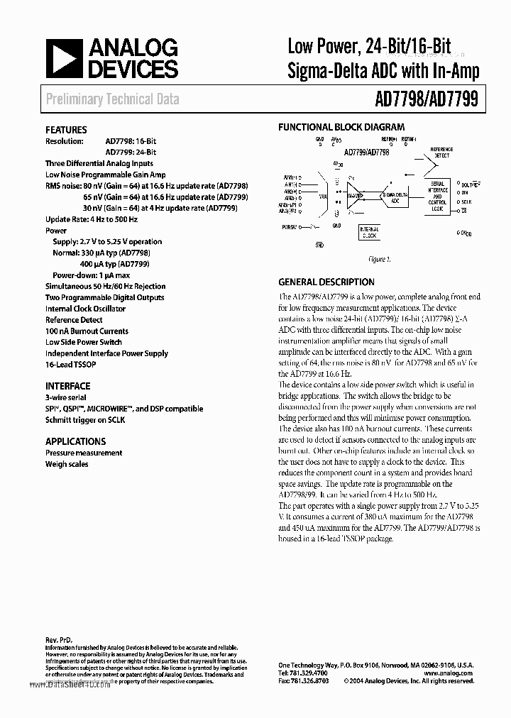 AD7799_840894.PDF Datasheet Download --- IC-ON-LINE
