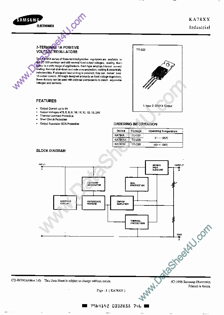 KA7805_857624.PDF Datasheet Download --- IC-ON-LINE