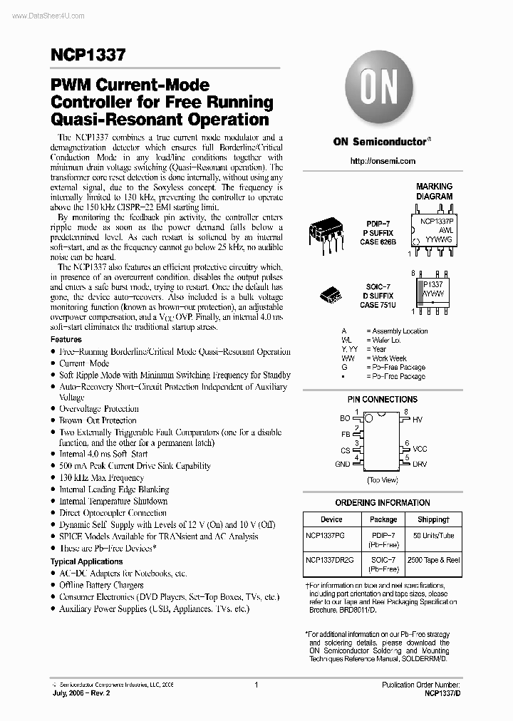 NCP1337_858137.PDF Datasheet Download --- IC-ON-LINE