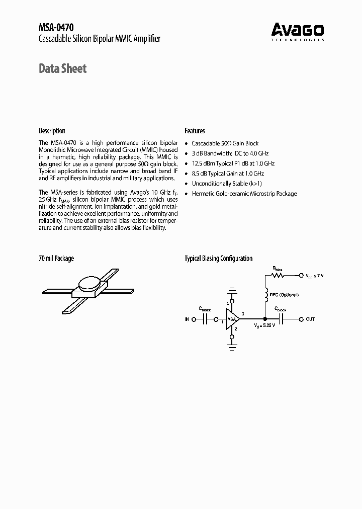 MSA-0470_1160736.PDF Datasheet Download --- IC-ON-LINE