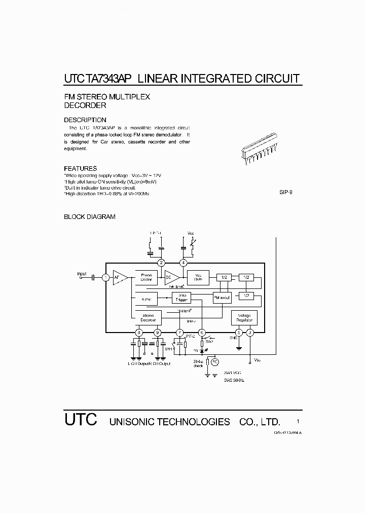 TA7343AP_867266.PDF Datasheet Download --- IC-ON-LINE