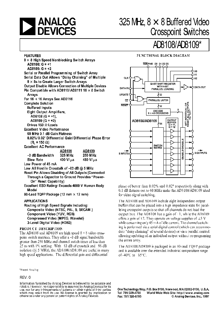 AD8108_916158.PDF Datasheet Download --- IC-ON-LINE
