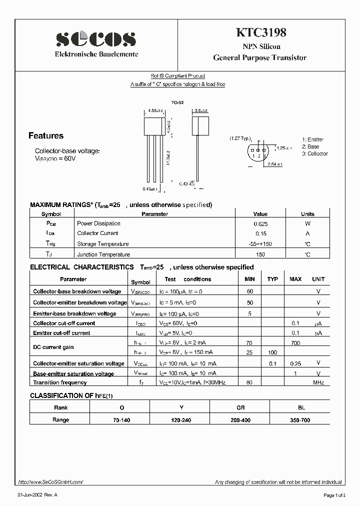 KTC3198_1223647.PDF Datasheet Download --- IC-ON-LINE