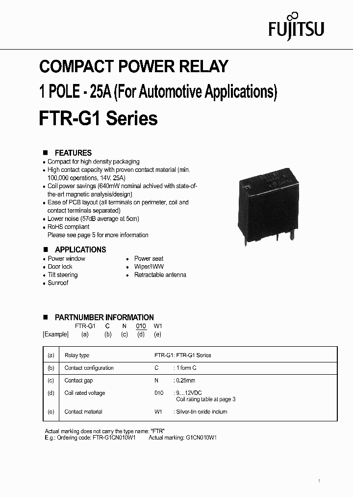 FTR-G1CN010W1_1224687.PDF Datasheet Download --- IC-ON-LINE