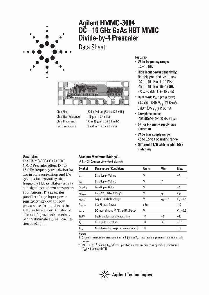 HMMC-3004_1239858.PDF Datasheet Download --- IC-ON-LINE