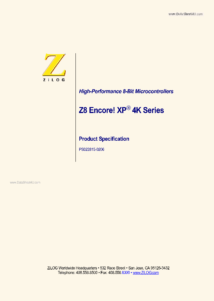 Z8F041A_916463.PDF Datasheet Download --- IC-ON-LINE