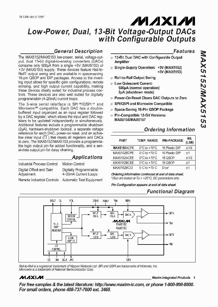 MAX5152BCD_1254388.PDF Datasheet Download --- IC-ON-LINE