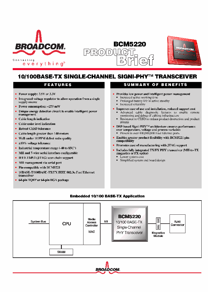 BCM5220_758870.PDF Datasheet Download --- IC-ON-LINE
