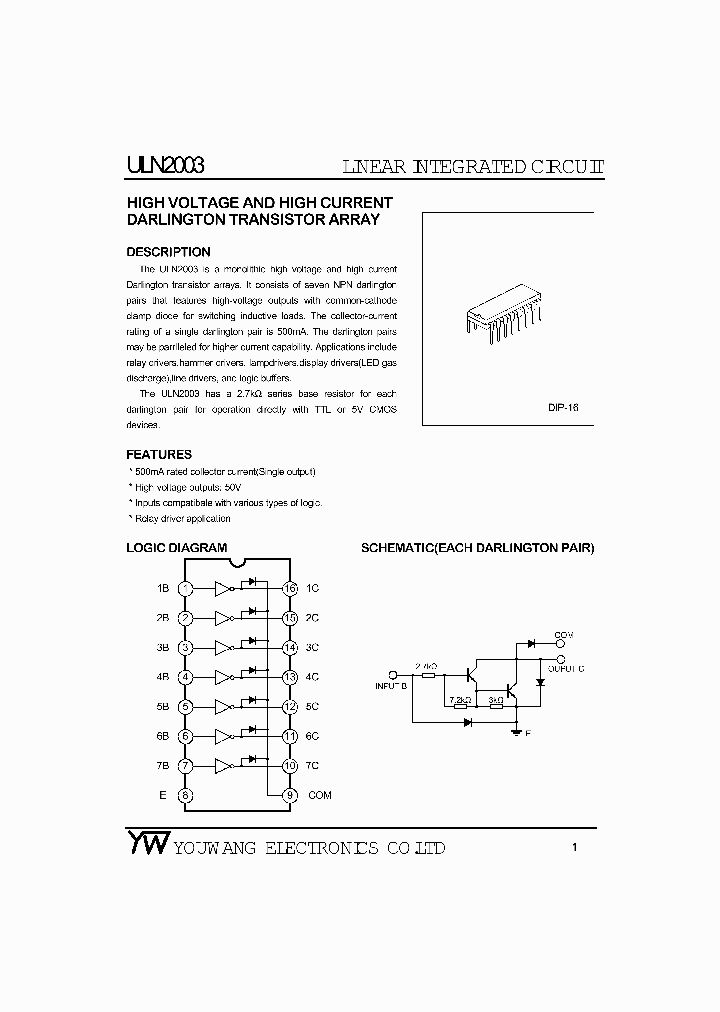 ULN2003_1312331.PDF Datasheet Download --- IC-ON-LINE
