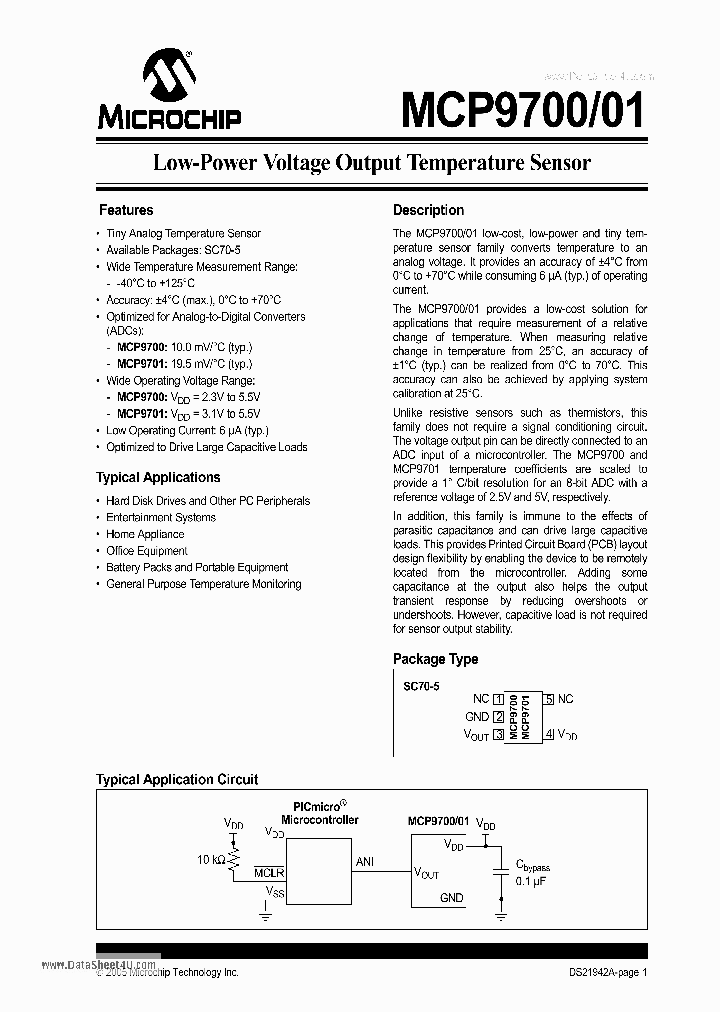 MCP9700_934033.PDF Datasheet Download --- IC-ON-LINE
