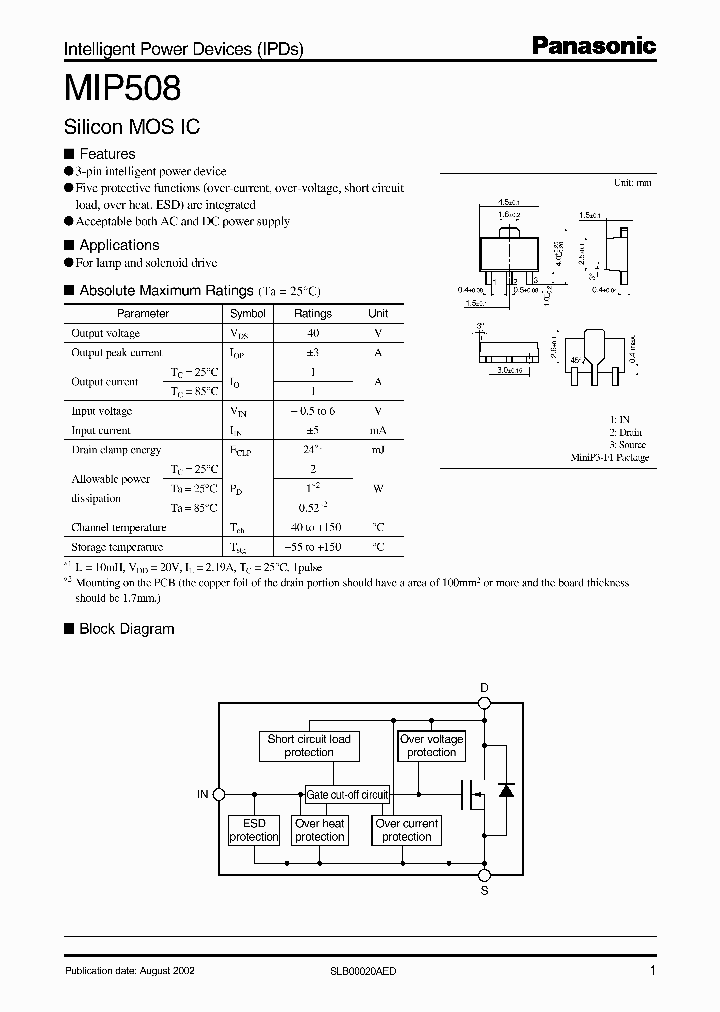 MIP508_1327562.PDF Datasheet Download --- IC-ON-LINE