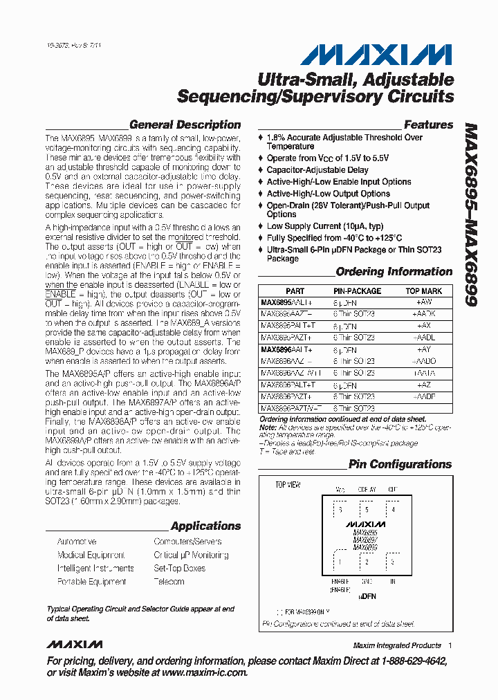 MAX6895AAL_1340827.PDF Datasheet Download --- IC-ON-LINE