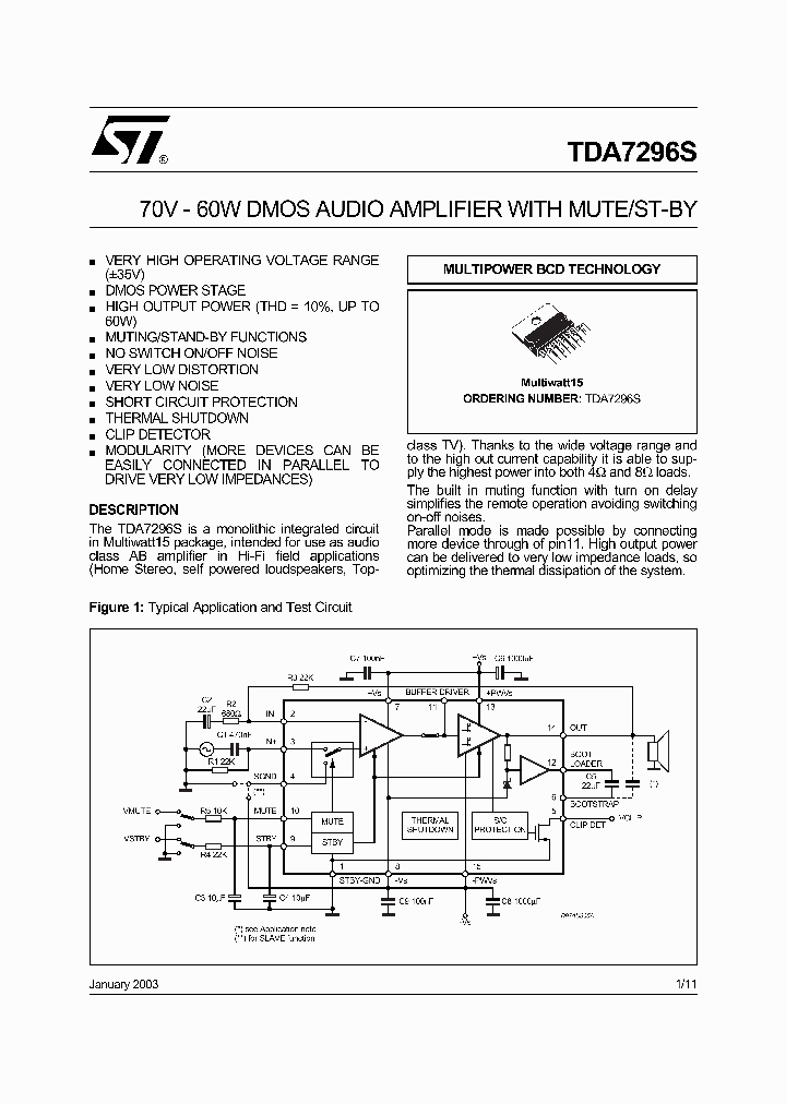 TDA7296S_1413867.PDF Datasheet Download --- IC-ON-LINE