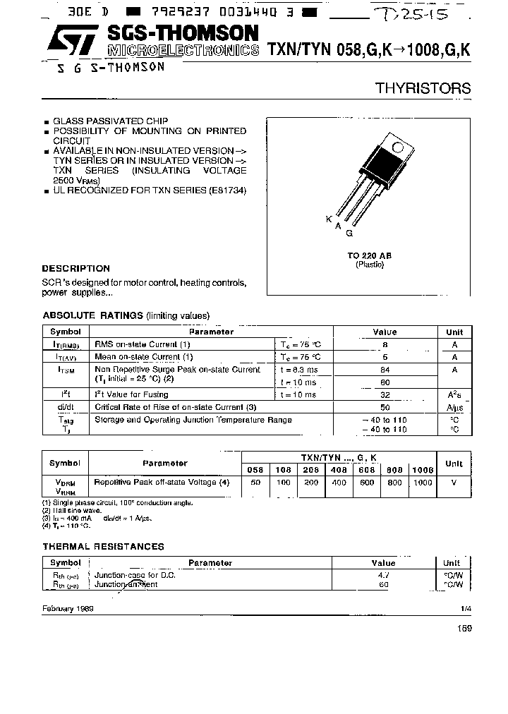 TYN058_1260343.PDF Datasheet Download --- IC-ON-LINE