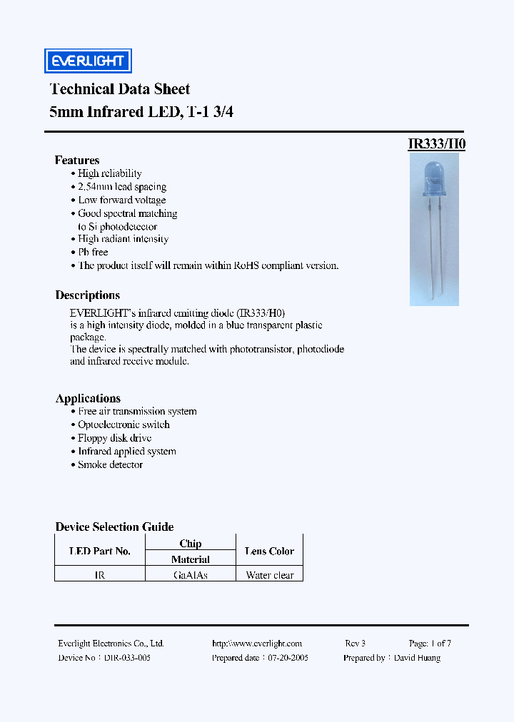 IR333-H0_1434907.PDF Datasheet Download --- IC-ON-LINE
