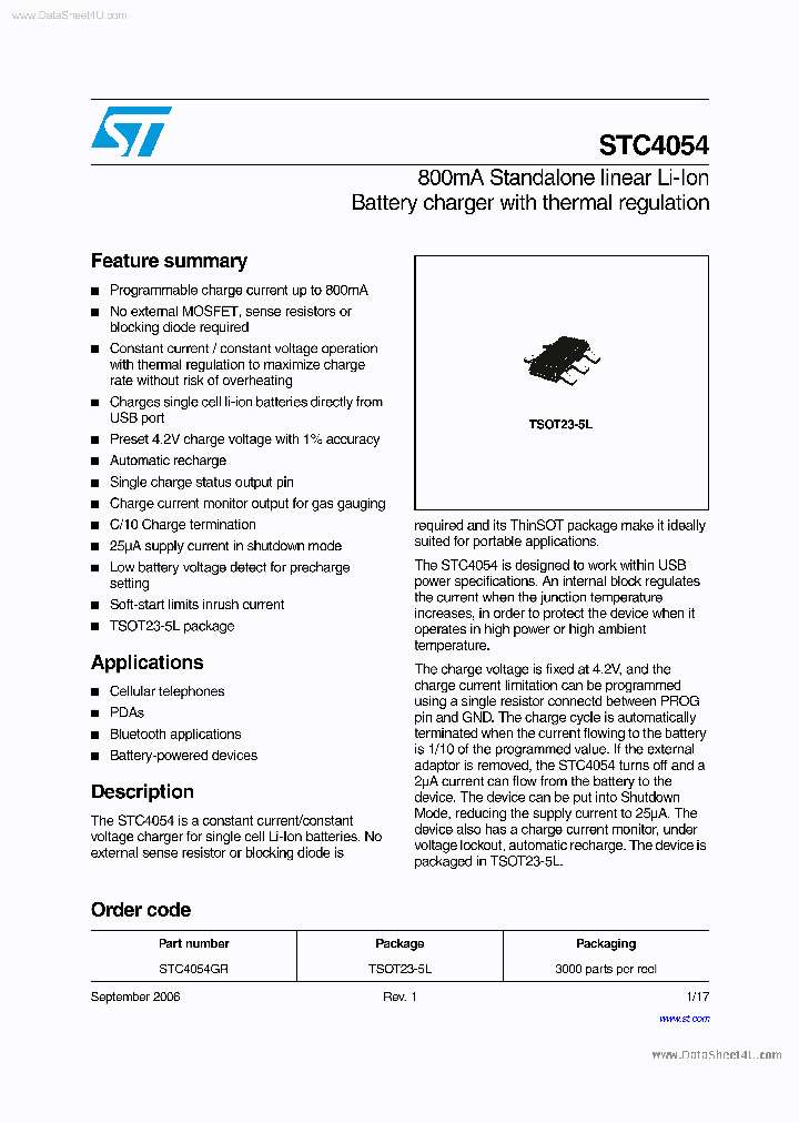 STC4054_1406249.PDF Datasheet Download --- IC-ON-LINE