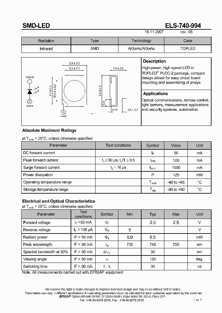ELS-740-994_1484908.PDF Datasheet Download --- IC-ON-LINE