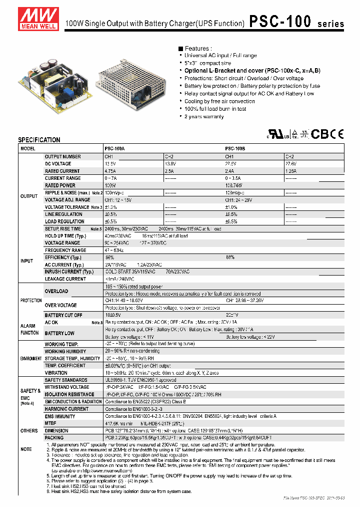 PSC-100A_1490127.PDF Datasheet Download --- IC-ON-LINE