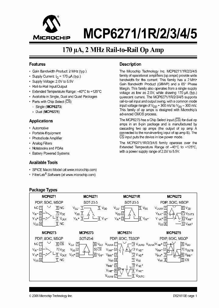 MCP6273-EOT_1508583.PDF Datasheet Download --- IC-ON-LINE
