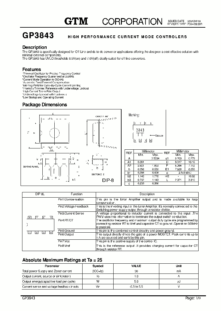 GP3843_1528048.PDF Datasheet Download --- IC-ON-LINE