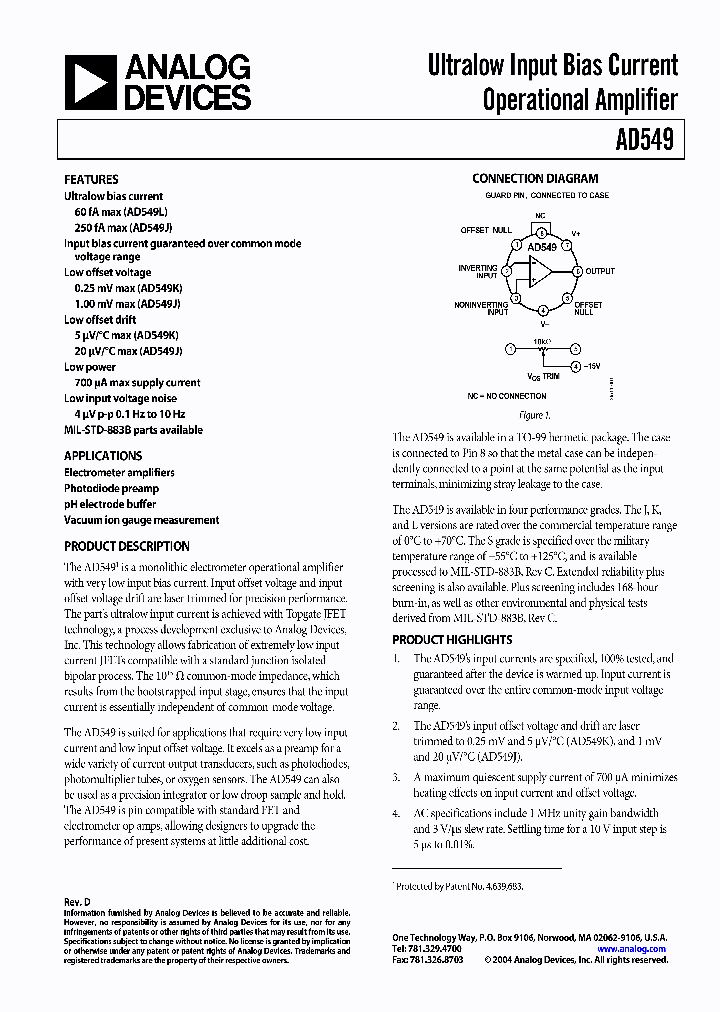 AD549JH_1551991.PDF Datasheet Download --- IC-ON-LINE