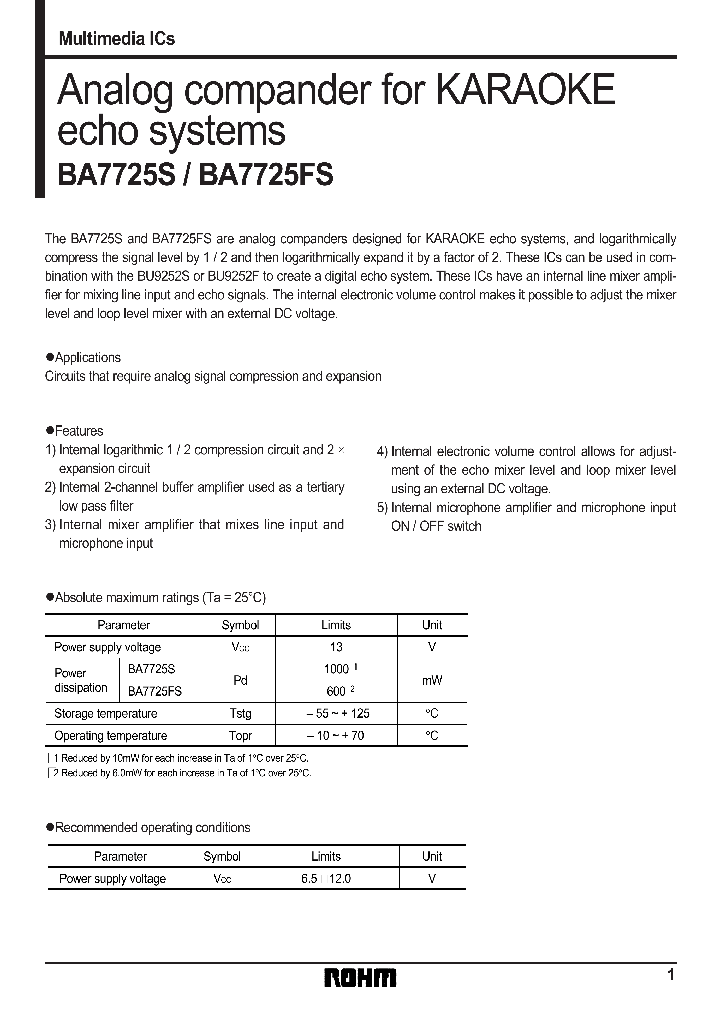 BA7725_881193.PDF Datasheet Download --- IC-ON-LINE