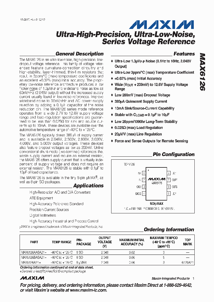 MAX6126A21_1588398.PDF Datasheet Download --- IC-ON-LINE