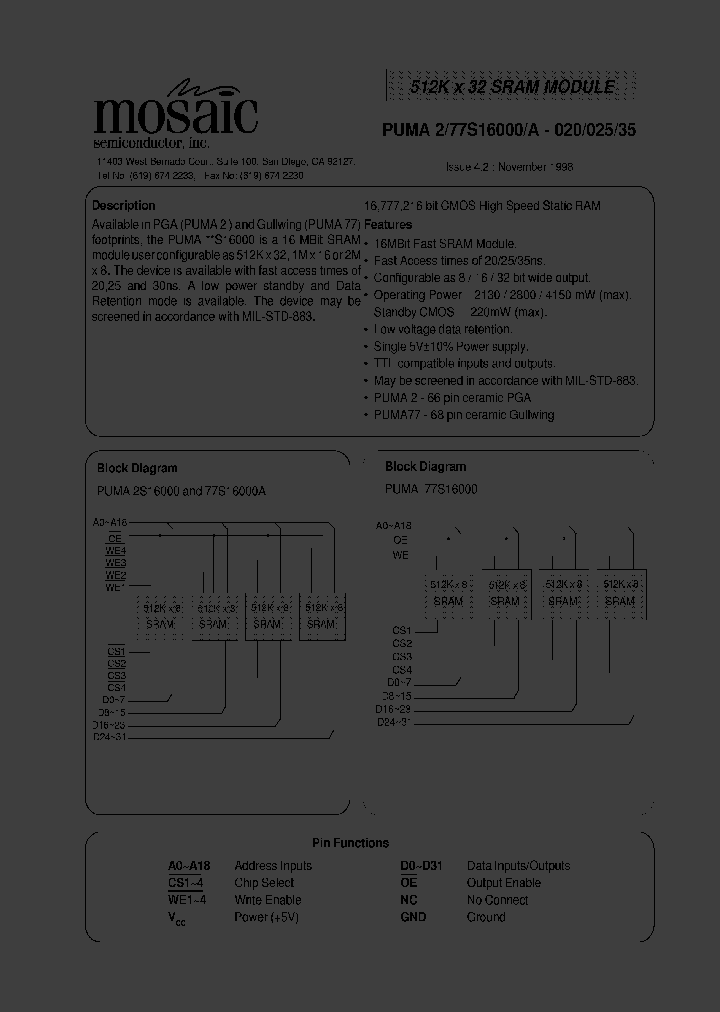 PUMA2S16000M-35_992916.PDF Datasheet Download --- IC-ON-LINE