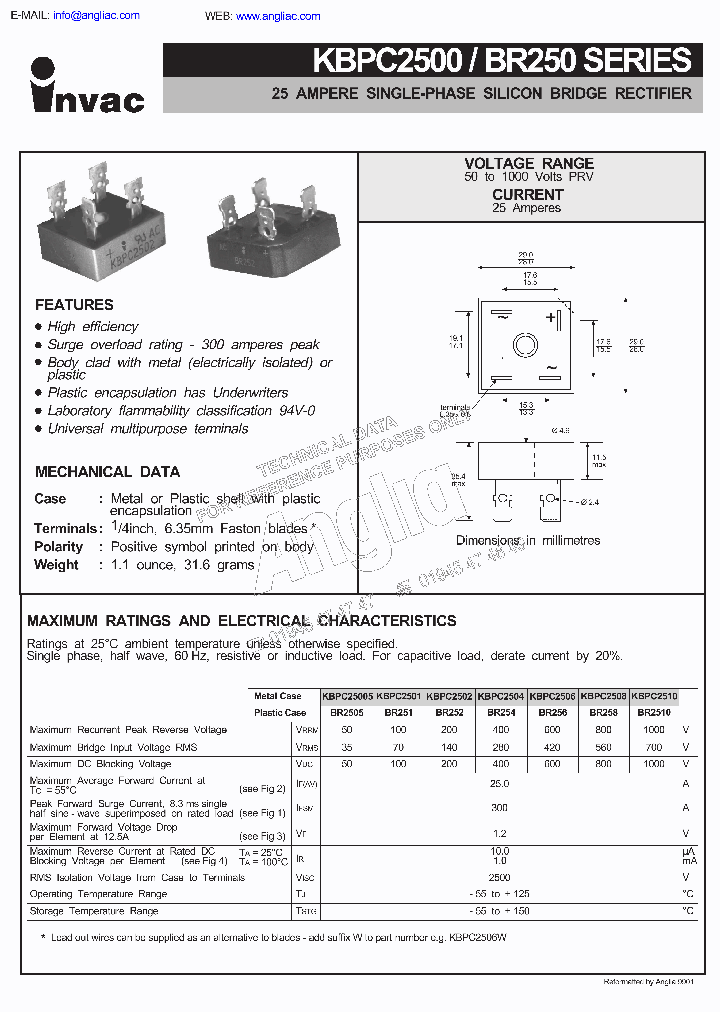 KBPC2500-BR250_1025532.PDF Datasheet Download --- IC-ON-LINE