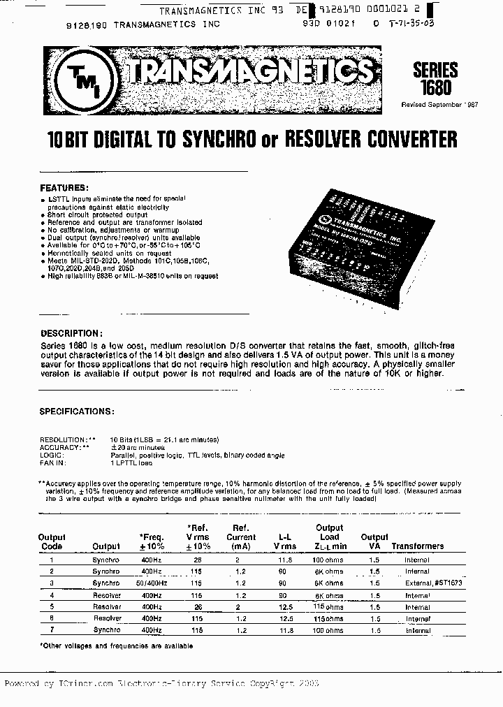 1680M1_1036669.PDF Datasheet Download --- IC-ON-LINE