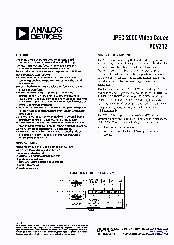 ADV212_1069525.PDF Datasheet Download --- IC-ON-LINE