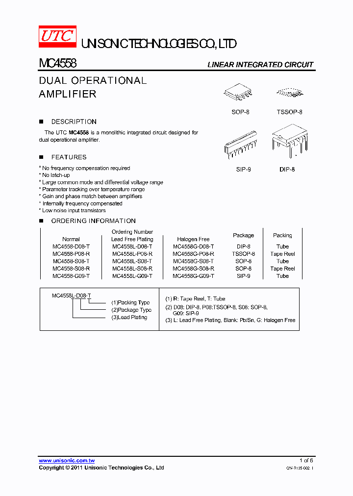 MC4558_1659358.PDF Datasheet Download --- IC-ON-LINE