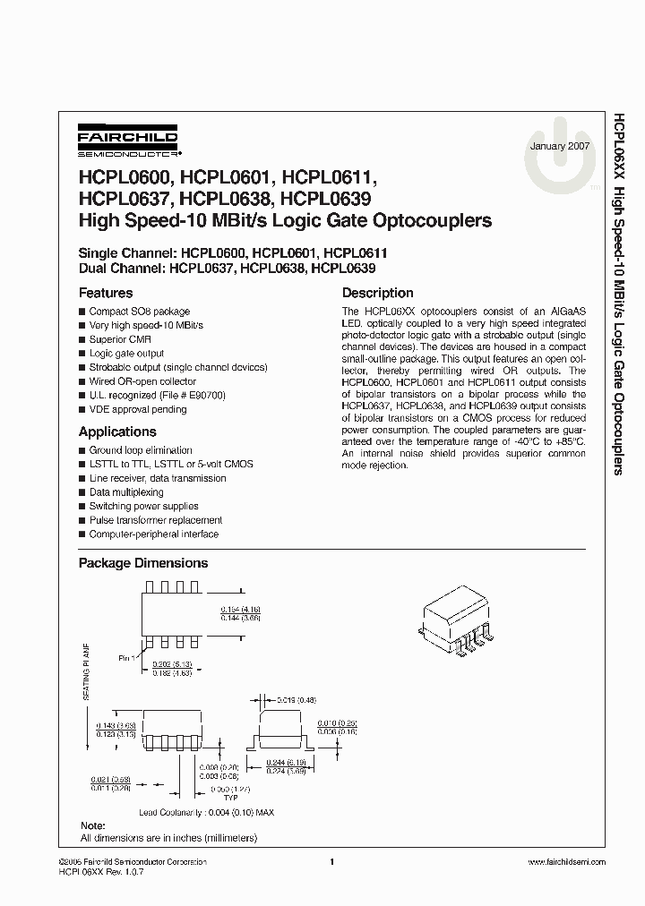 HCPL0637_1085968.PDF Datasheet Download --- IC-ON-LINE