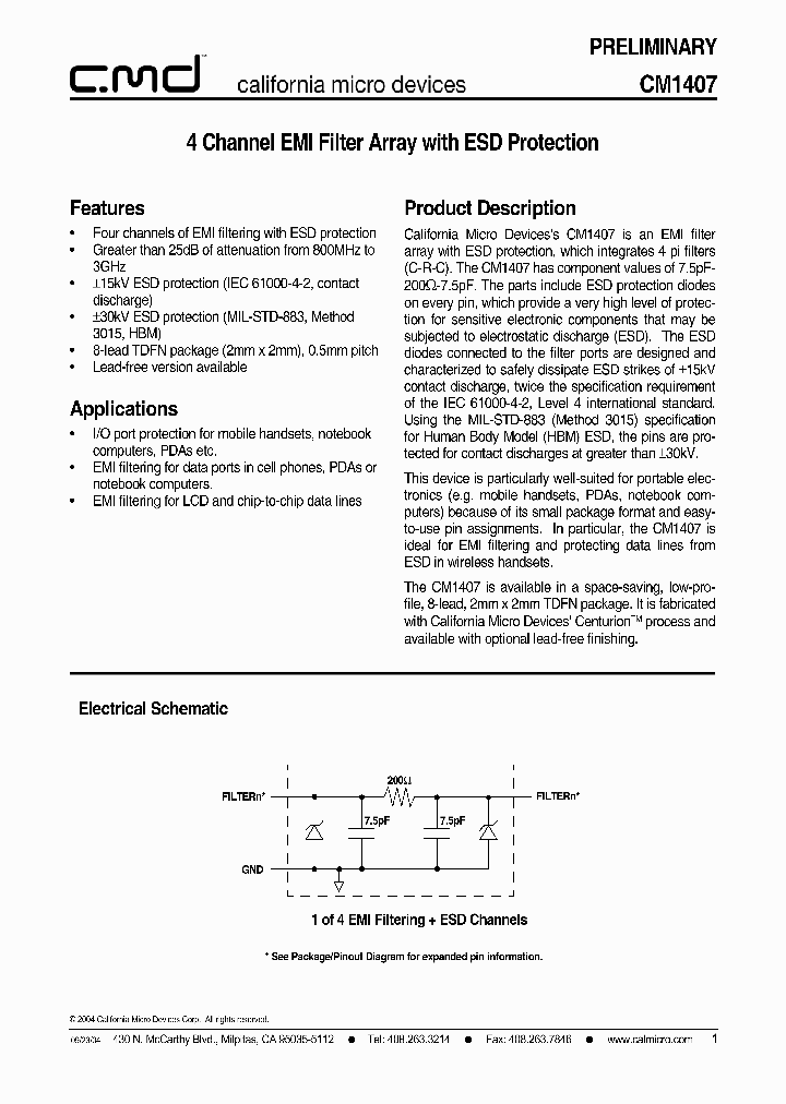 CM1407-04DF_1693195.PDF Datasheet Download --- IC-ON-LINE