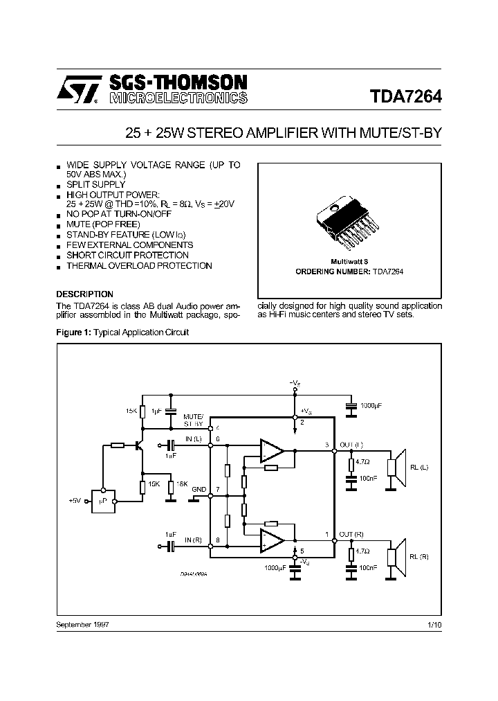 TDA7264_1183378.PDF Datasheet Download --- IC-ON-LINE