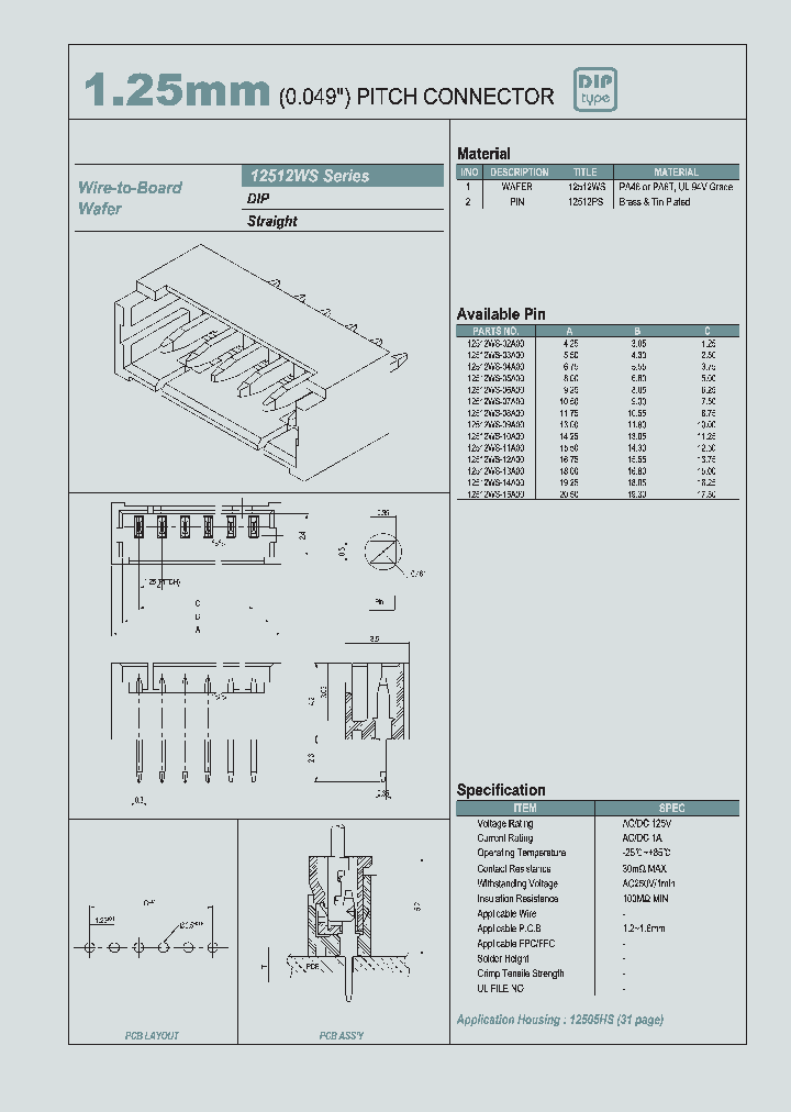 12512WS-13A00_1408063.PDF Datasheet Download --- IC-ON-LINE