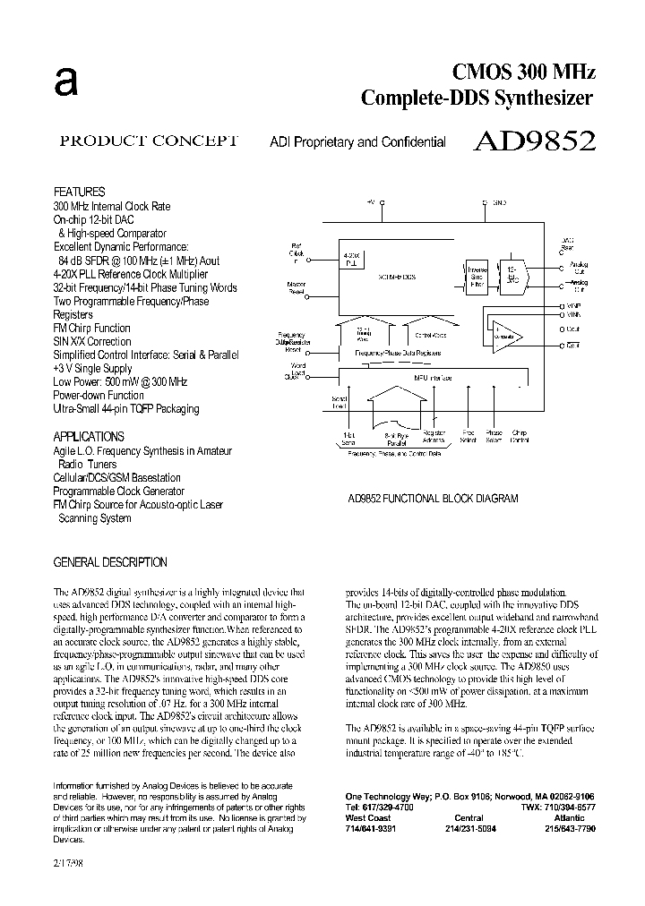 AD9852_1438369.PDF Datasheet Download --- IC-ON-LINE