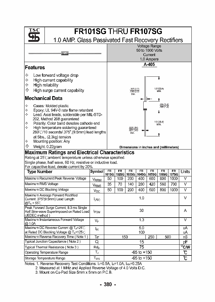 FR107SG_1739945.PDF Datasheet Download --- IC-ON-LINE