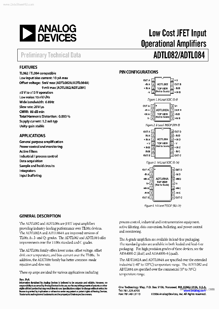 ADTL082_1773425.PDF Datasheet Download --- IC-ON-LINE