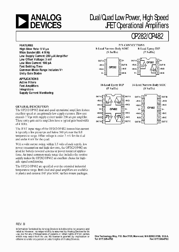 OP482_1792142.PDF Datasheet Download --- IC-ON-LINE