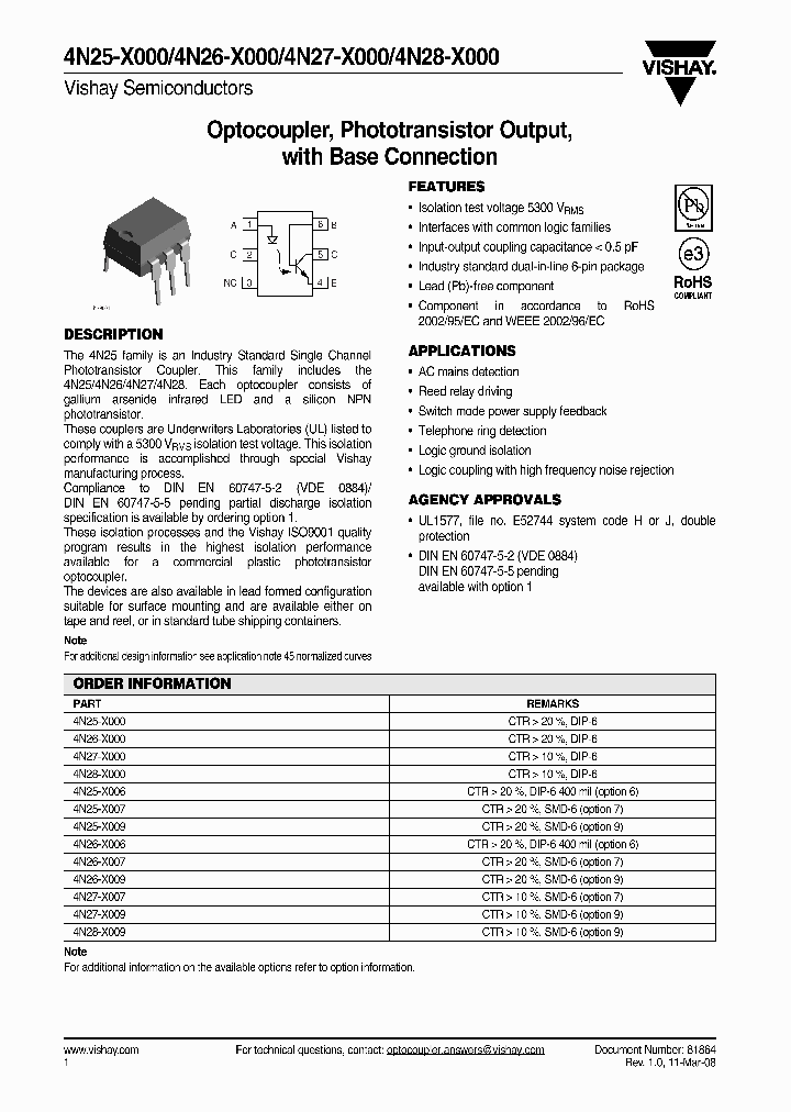 4N26-X009_1552767.PDF Datasheet Download --- IC-ON-LINE