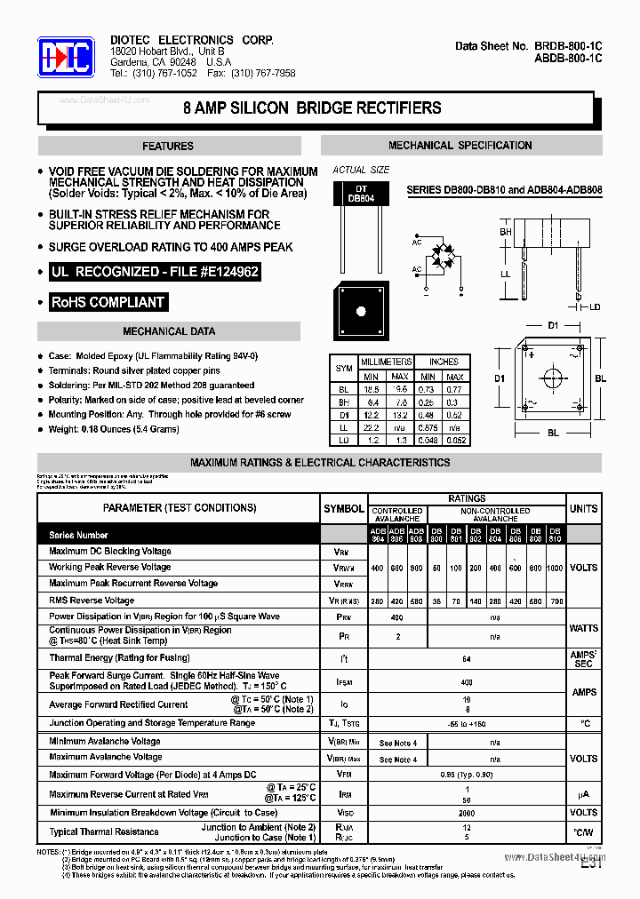 DB800_1785940.PDF Datasheet Download --- IC-ON-LINE