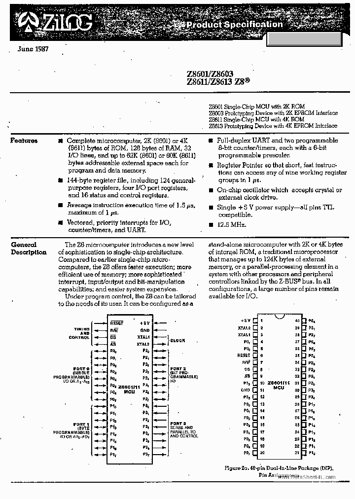 Z8601_1847230.PDF Datasheet Download --- IC-ON-LINE